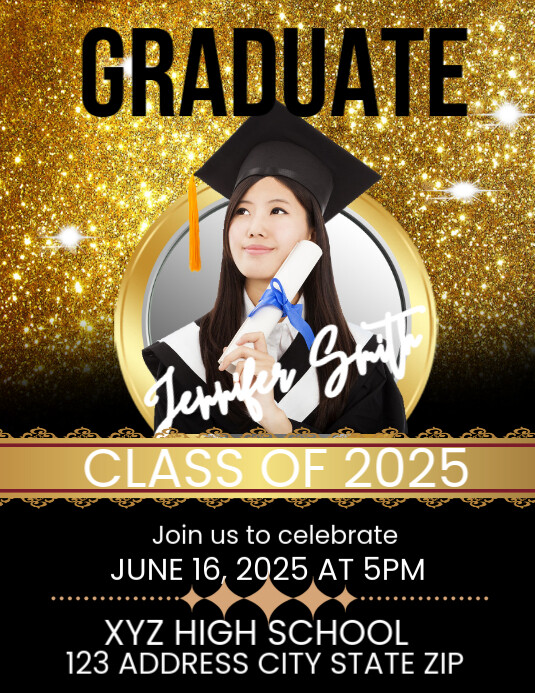 Copy of Black Joyful Graduation Cermony Poster Flyer (us Letter ...