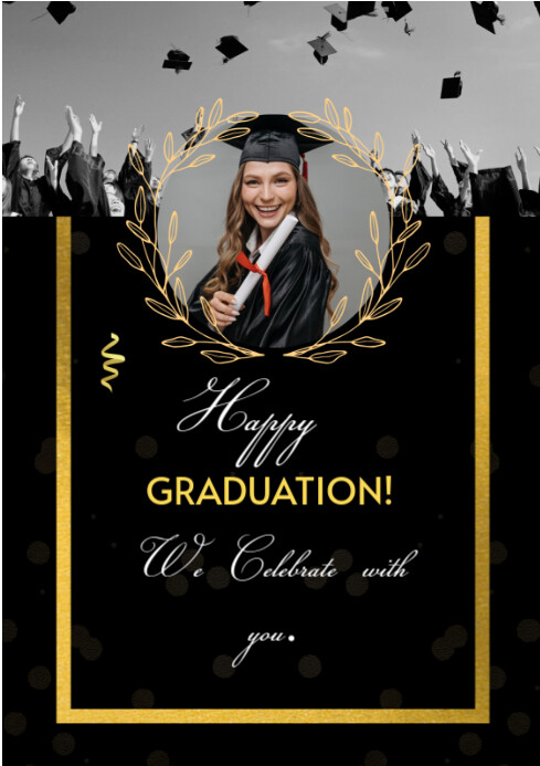 Modèle Black Joyful Graduation Happy A4 | PosterMyWall
