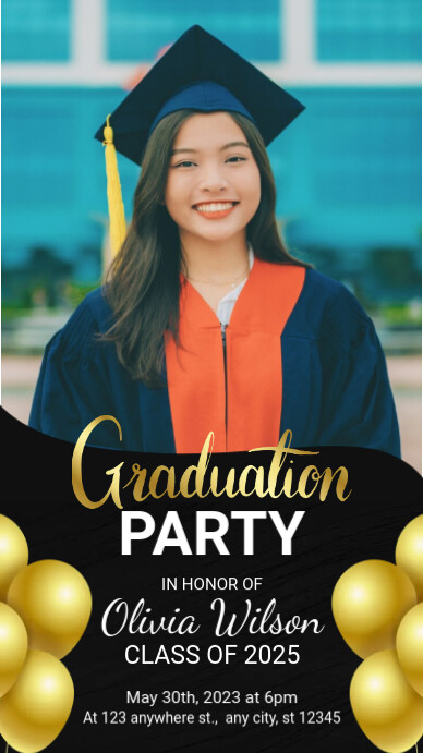 Black Joyful Graduation Invitation Instagram Story Template | PosterMyWall