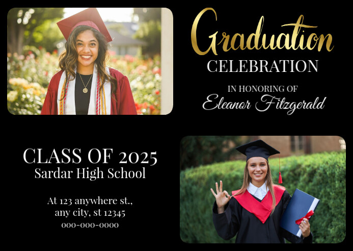 Copy of Black Joyful Graduation Invitation Postcard | PosterMyWall