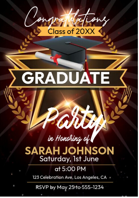 Copy of Black Joyful Graduation Party A4 | PosterMyWall