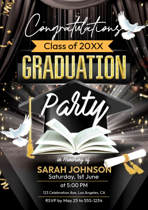 Copy of Black Joyful Graduation Party A4 | PosterMyWall