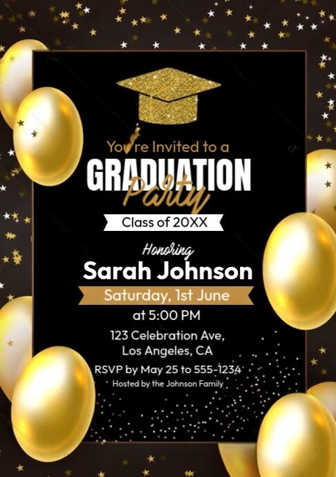 Copy of Black Joyful Graduation Party A4 | PosterMyWall