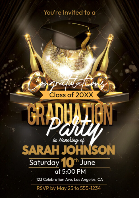 Copy of Black Joyful Graduation Party A4 | PosterMyWall