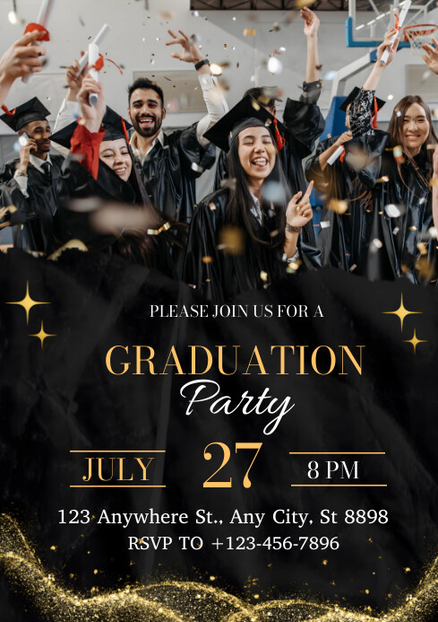 Copy of Black Joyful Graduation Party A4 | PosterMyWall