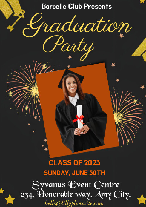 Modèle Black Joyful Graduation Party Design Template | PosterMyWall
