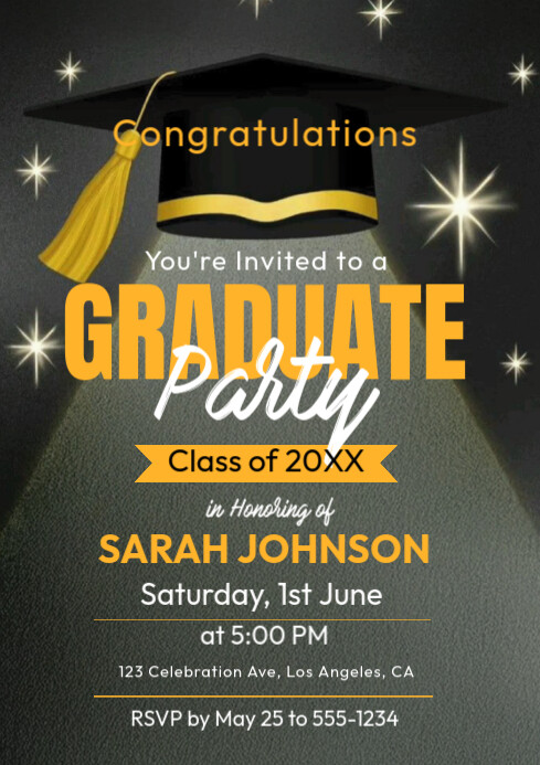 Copy of Black Joyful Graduation Party Flyer, A4 | PosterMyWall
