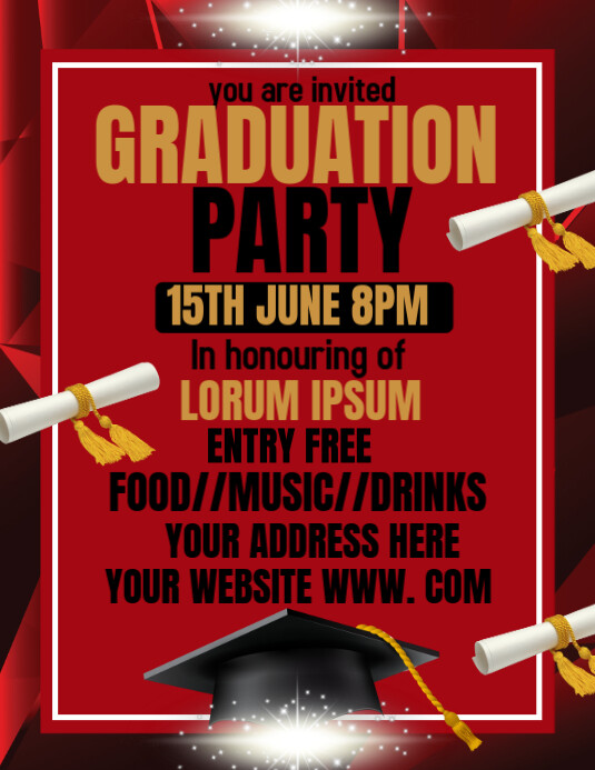 Copy of Black Joyful Graduation Party Poster Flyer (us Letter ...