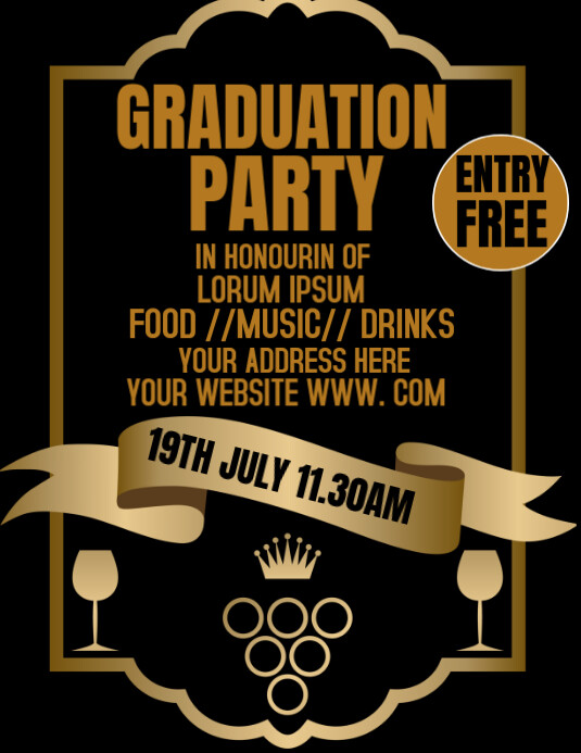 Black Joyful Graduation Party Poster Flyer (us Letter) Templat ...