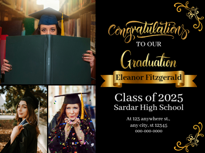 Black Joyful Graduation Party Yard Sign Template | PosterMyWall