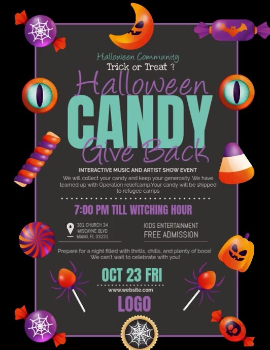 Black Joyful Halloween Candy Flyer (us Letter) Template | PosterMyWall