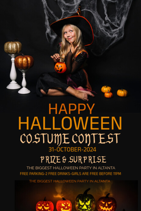 Black Joyful Halloween Costume Contest Poster Template | PosterMyWall
