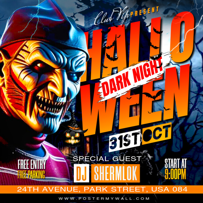 Copy of Black Joyful Halloween Dark Night Party Instagram Post ...