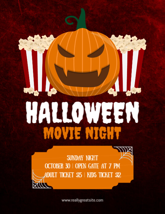 Black Joyful Halloween Movie Night Flyer (us Letter) Template ...