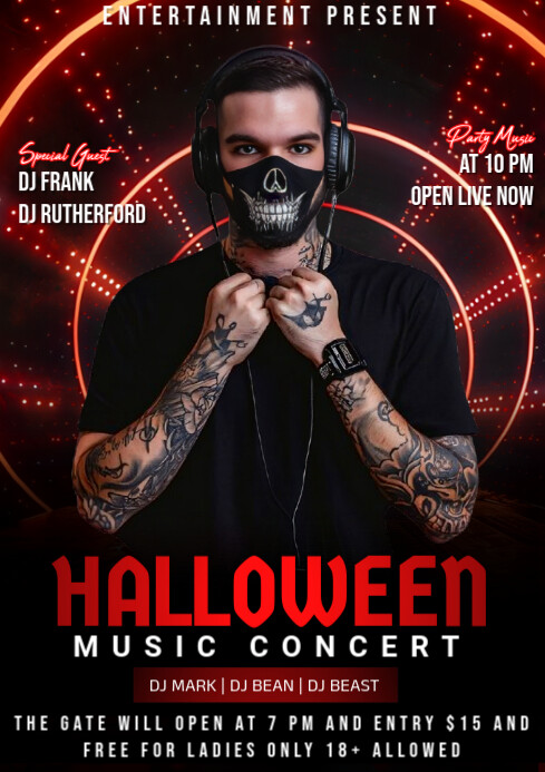 Black Joyful Halloween Music Concert A4 Template | PosterMyWall