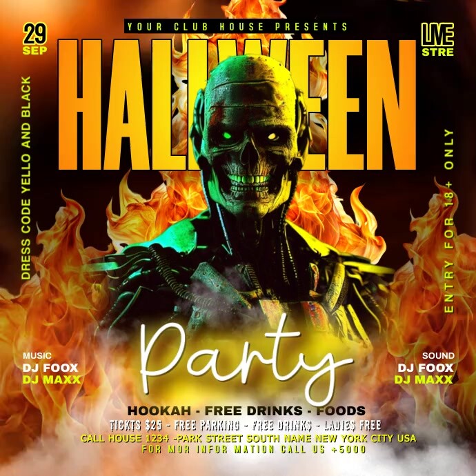 Black Joyful Halloween Night Party Square (1: Template | PosterMyWall