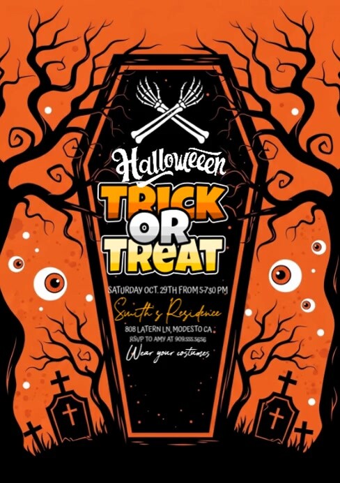 Black Joyful Halloween Trick Or Treat Design Template A4 | PosterMyWall