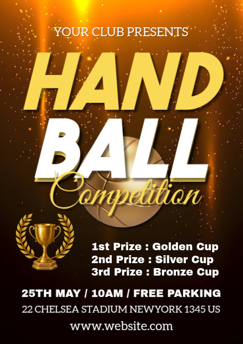 Black Joyful Handball Competition A4 Template | PosterMyWall