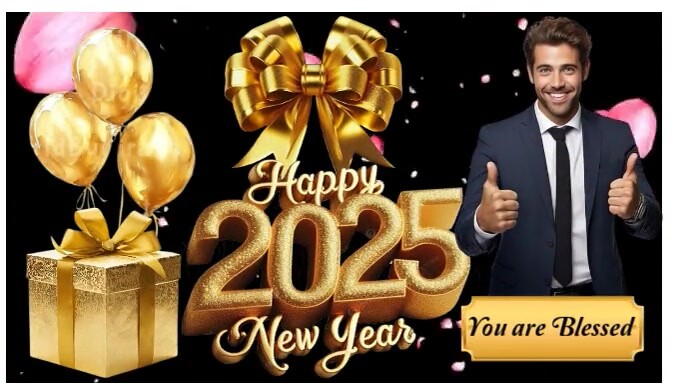 Black Joyful Happy 2025 New Tear Youtube Thumbnail Template | PosterMyWall