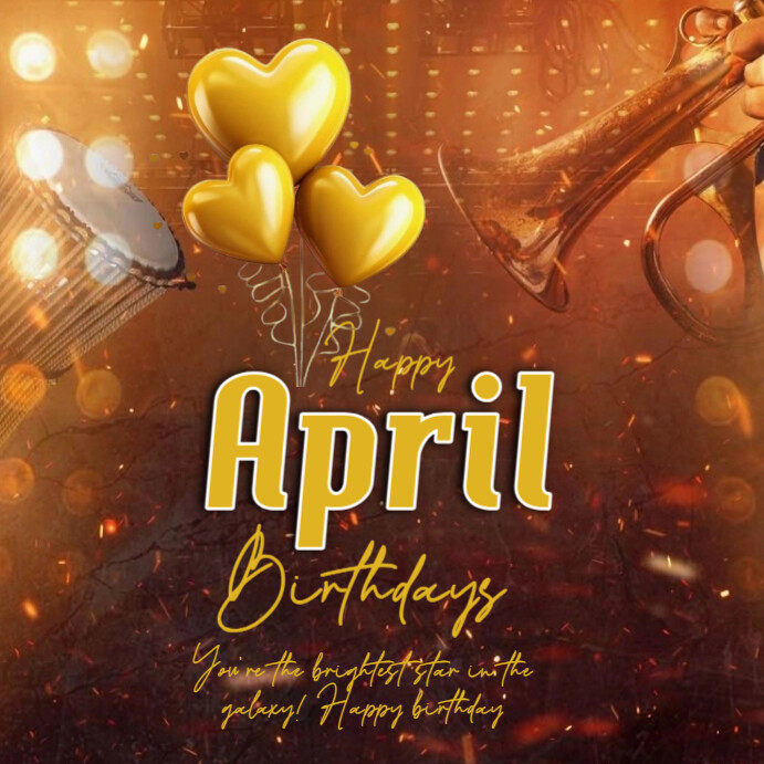 Black Joyful Happy April Birthdays Instagram Post Template | PosterMyWall