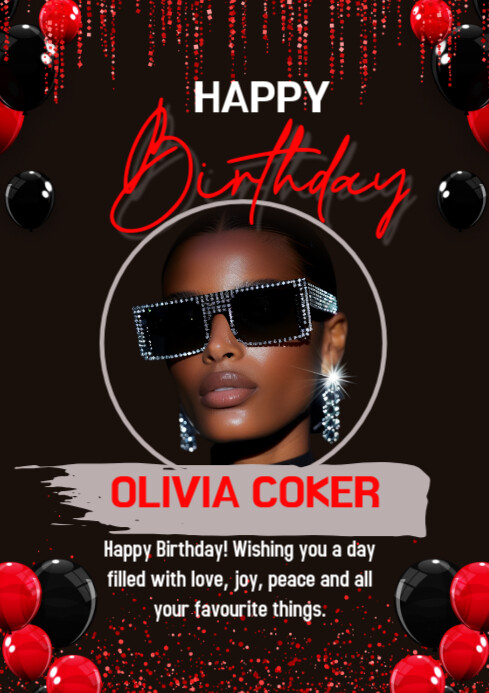 Copy of Black Joyful Happy Birthday Card Poster A4 | PosterMyWall