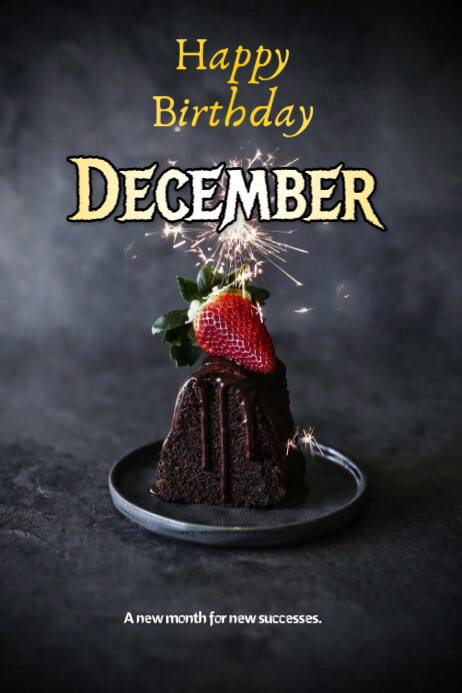 Black Joyful Happy Birthday December Poster Template | PosterMyWall