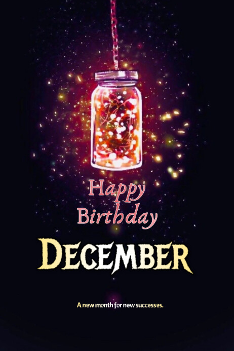 Plantilla de Black Joyful Happy Birthday December Poster | PosterMyWall