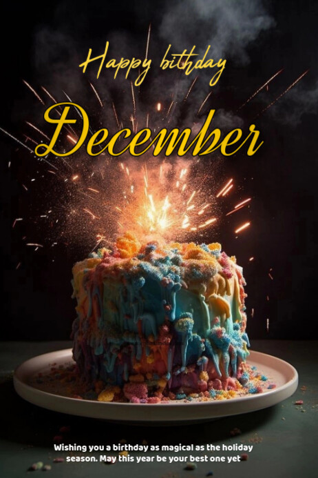 Plantilla de Black Joyful Happy Birthday December Poster | PosterMyWall