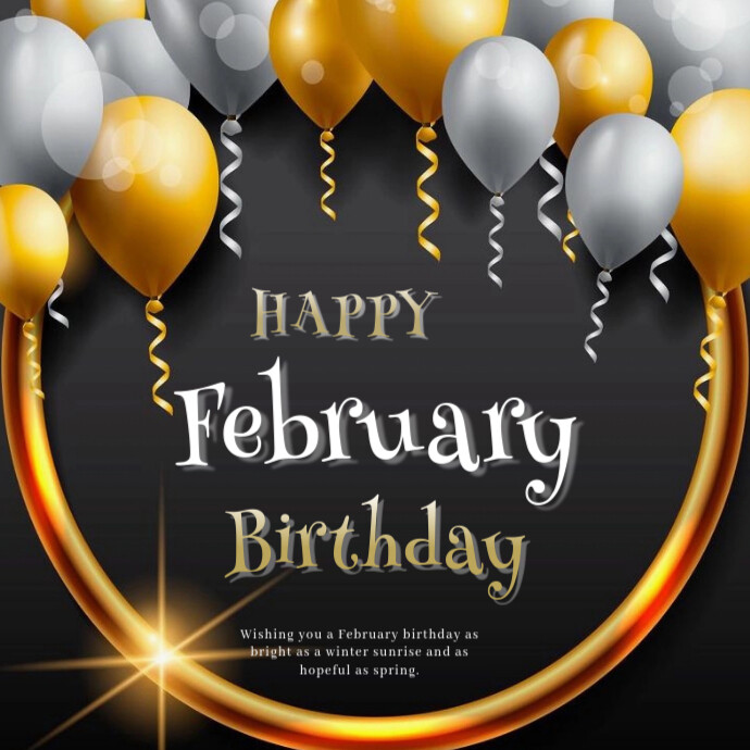 Copy of Black Joyful Happy Birthday February Logo | PosterMyWall