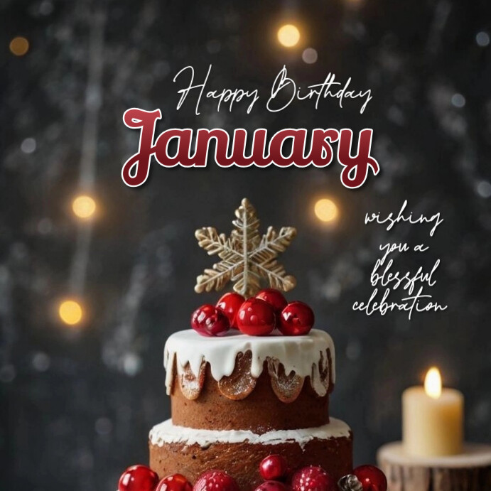 Black Joyful Happy Birthday January Instagram Post Template | PosterMyWall