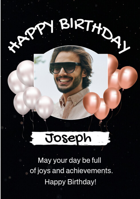 Plantilla de Black Joyful Happy Birthday Post A4 | PosterMyWall