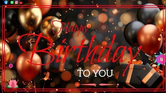 Black Joyful Happy Birthday Youtube Thumbnail Template | PosterMyWall