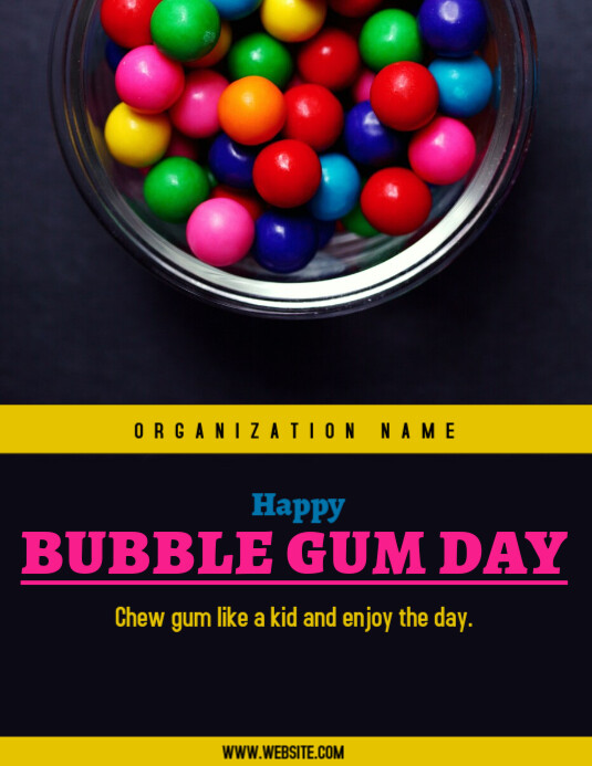 Black Joyful Happy Bubble Gum Day Flyer (us Letter) Template | PosterMyWall