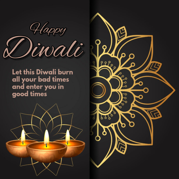 Black Joyful Happy Deepavali Instagram Post Template | PosterMyWall