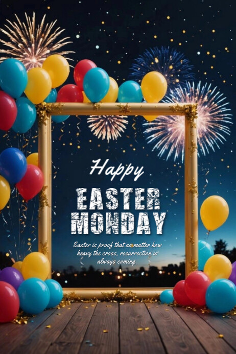 Black Joyful Happy Easter Monday Banner 4' × 6' Template | PosterMyWall