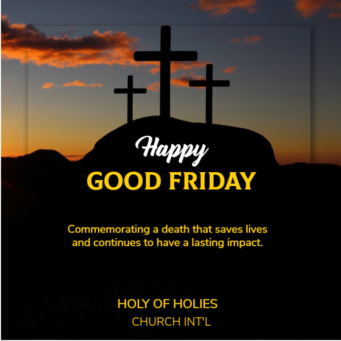 Modèle Black Joyful Happy Good Friday Black And Yellow Illustrative ...