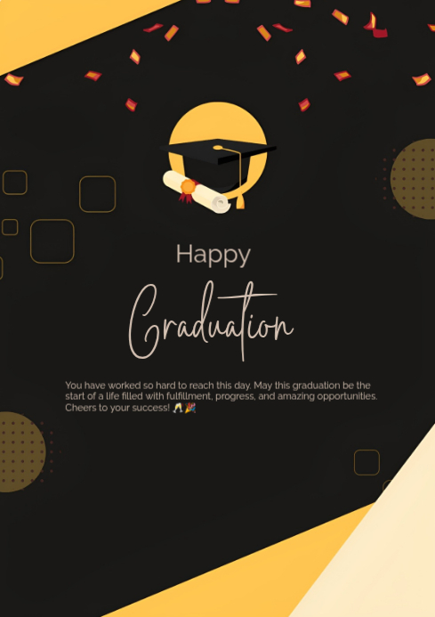 Black Joyful Happy Graduation 🎓 A4 Template | PosterMyWall
