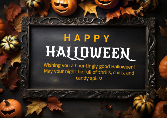 Copy of Black Joyful Happy Halloween Postcard | PosterMyWall