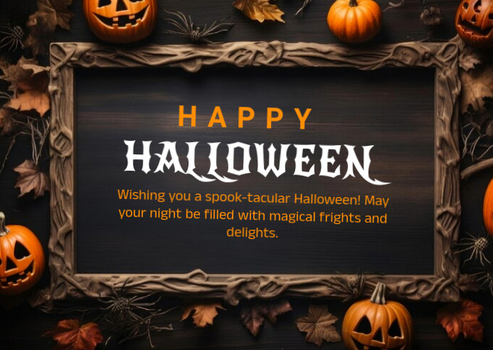 Black Joyful Happy Halloween Postcard Template | PosterMyWall