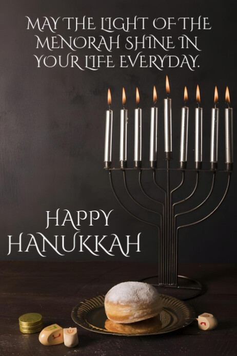 Black Joyful Happy Hanukkah Poster Template | PosterMyWall