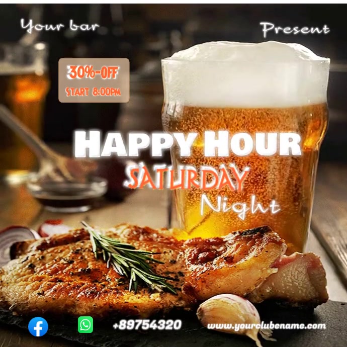 Copy of Black Joyful Happy Hour Day Celebration Templ | PosterMyWall
