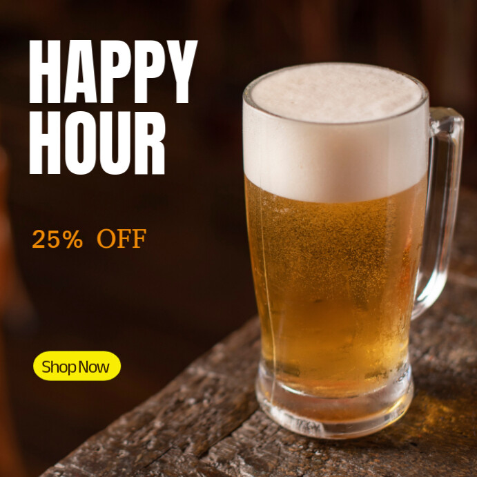 Black Joyful Happy Hour Design Template Instagram Post | PosterMyWall