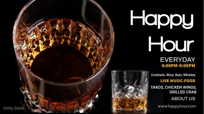 Copy of Black Joyful Happy Hour Digital Display (16:9 | PosterMyWall
