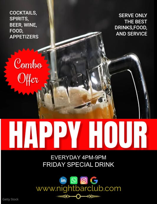 Copy of Black Joyful Happy Hour Flyer (us Letter) | PosterMyWall