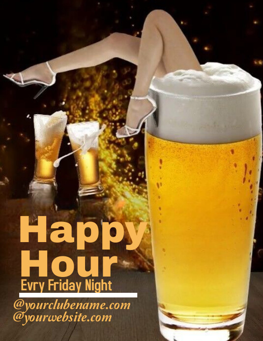 Black Joyful Happy Hour Flyer (us Letter) Template | PosterMyWall