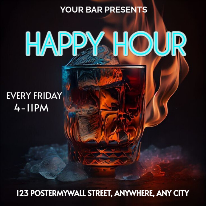 Plantilla de Black Joyful Happy Hour Template Instagram Post | PosterMyWall
