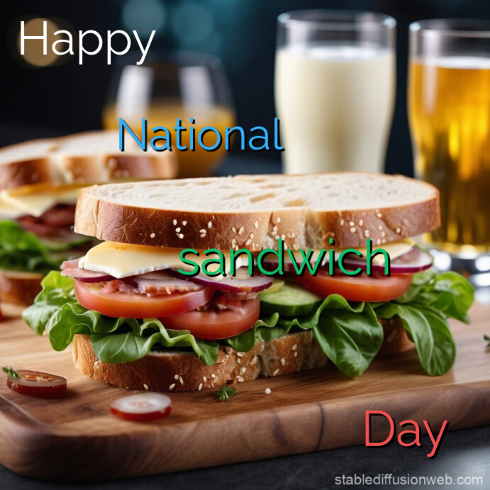 Black Joyful Happy National Sandwich Day Instagram Post Template ...