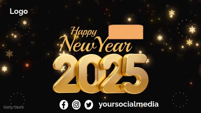 Black Joyful Happy New Year 2025 Video Template Youtube Thumbnail ...