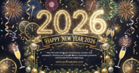 Black Joyful Happy New Year 2026 Facebook Shared Image Template ...