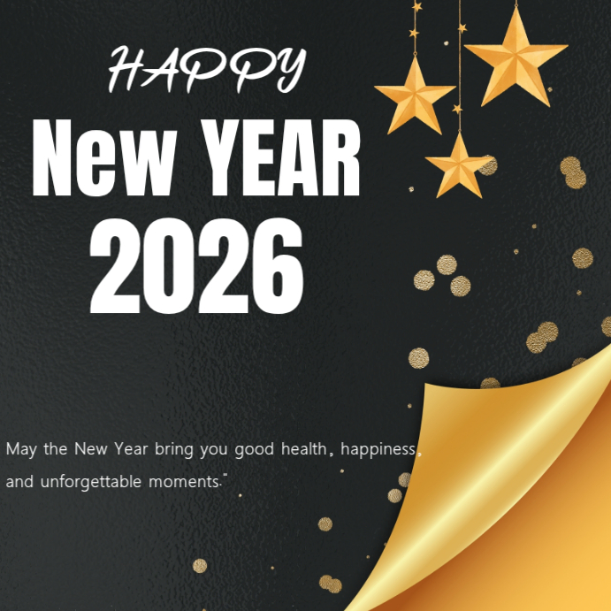 Black Joyful Happy New Year 2026 Instagram Post Template | PosterMyWall